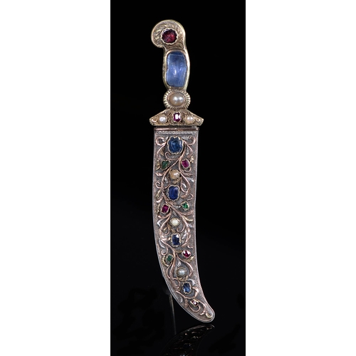 A multi gem set three colour gold and silver sheathed dagger brooch ...