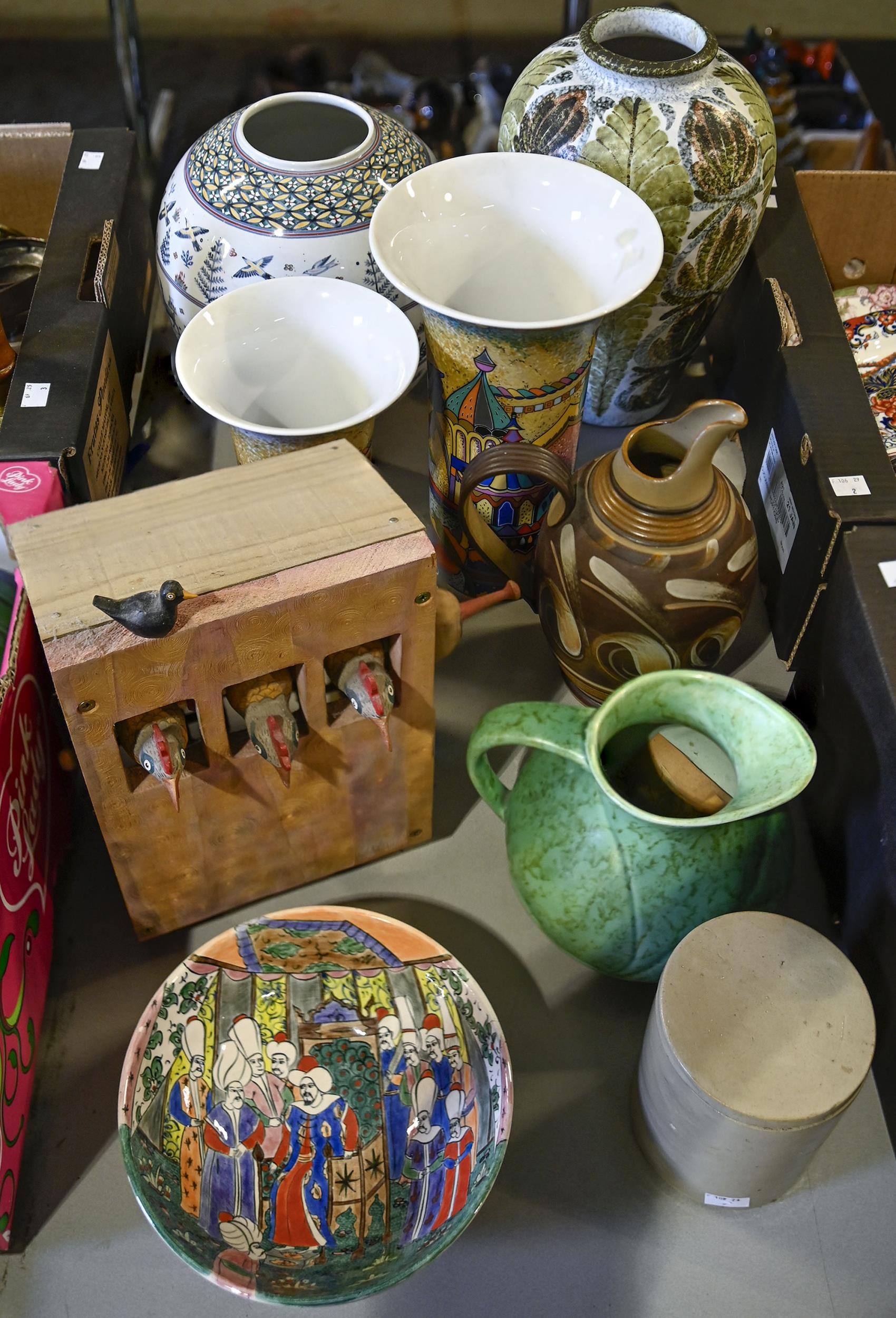 Miscellaneous ceramics, including a Glyn Colledge Denby vase, 35cm h, a ...