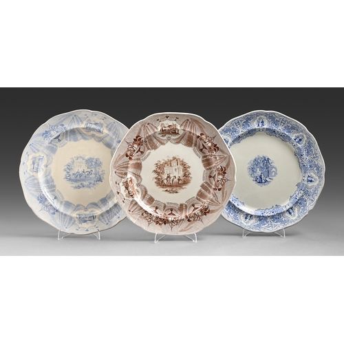 Three Middlesbrough Pottery blue printed earthenware Arabian Nights or ...
