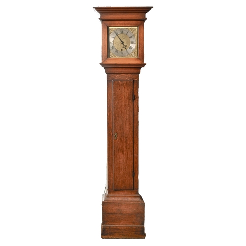 A George II oak 30-hour longcase clock, the brass dial with silvered ...
