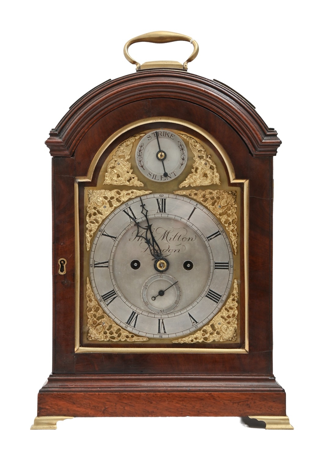 A George III mahogany bracket clock, Thos Milton, London, the silvered ...