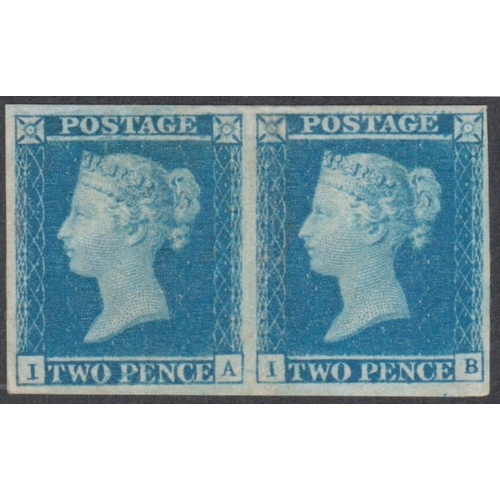 1841 2d Blue (IA-IB) Plate 3 horiz pair with good to wide margins all ...