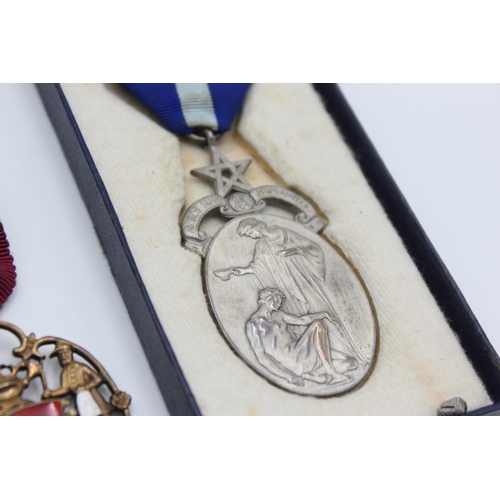 3 x Vintage .925 STERLING SILVER Masonic & R.A.O.B Medals / Jewels (104g)