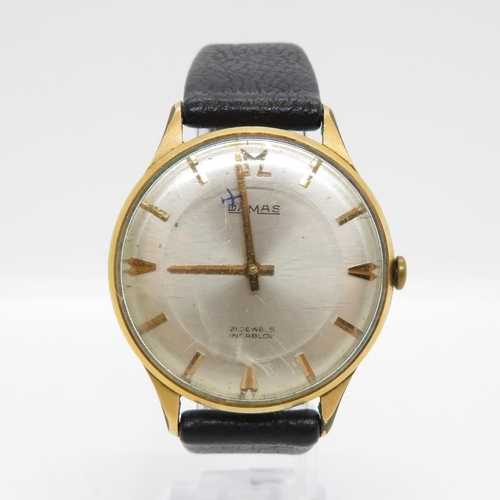 Damas Gents vintage gold platd w/watch handwind working aeroplane ...