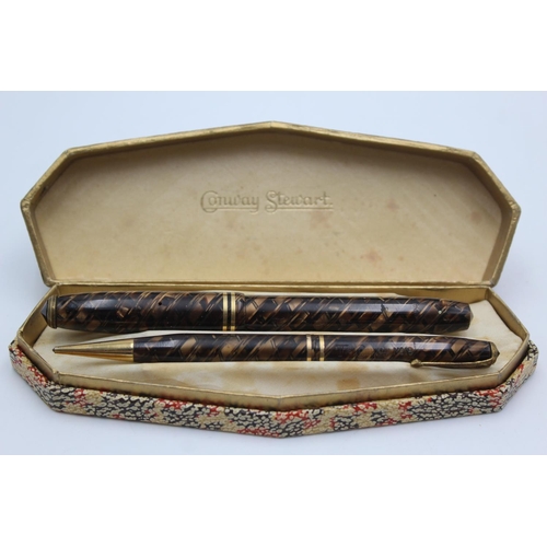 Vintage CONWAY STEWART No.28 Brown FOUNTAIN PEN w/ 14ct Gold Nib ...