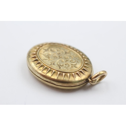 15ct gold antique etched photo locket pendant (14.1g)