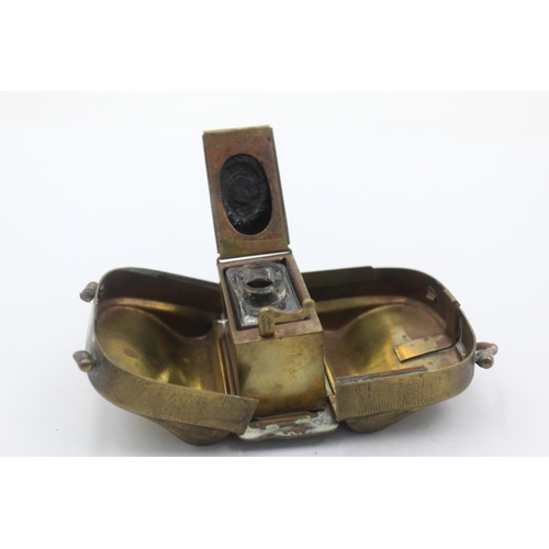 Antique / Vintage BRASS Novelty Travel Inkwell In Suitcase From (109g)
