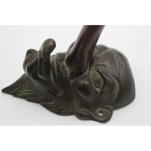 Antique BRONZE Japanese Tengu Mask Wall Pocket (477g)