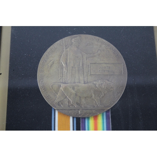 Framed WW1 Death Plaque & Medal Pair to 653 Pte Andrew McCahill ...