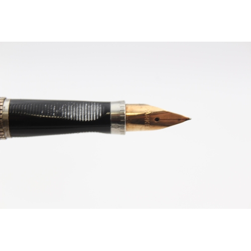 Vintage PARKER 75 .925 STERLING SILVER Cased Fountain Pen w/ 14ct Gold ...