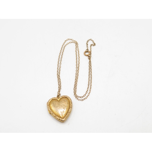 9ct Gold Heart Locket Pendant Necklace (4.4g)
