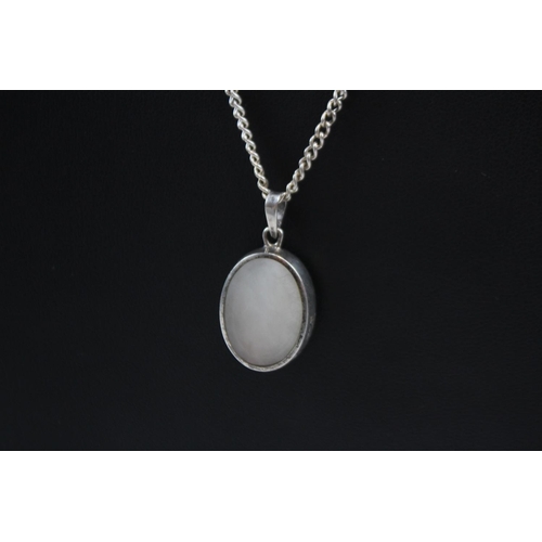 A Silver Gemstone Fob Pendant Necklace By David Scott Walker (18g)