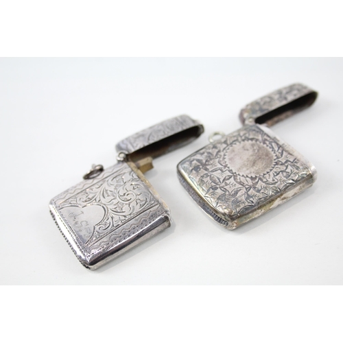 2 x Antique Hallmarked .925 Sterling Silver Vesta Match Cases Inc ...