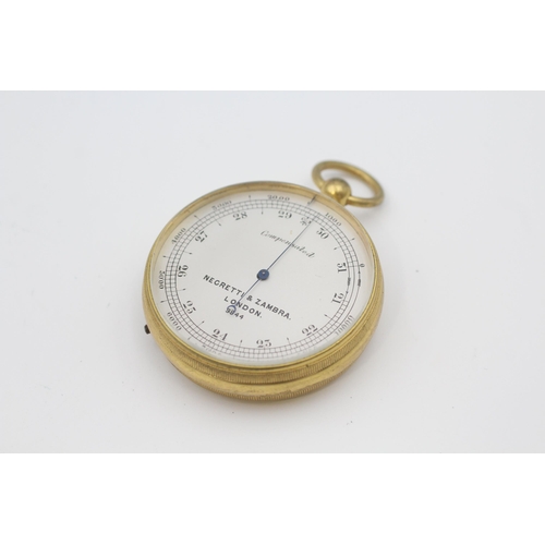 NEGRETTI & ZAMBRA Compensated Antique Pocket Barometer Tested WORKING