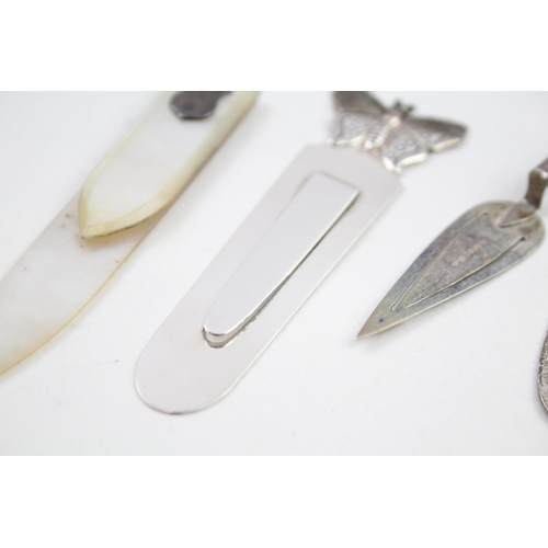 4 x Antique / Vintage Hallmarked .925 STERLING SILVER Bookmarks (32g)