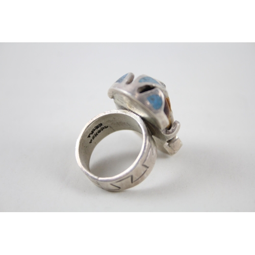 Silver Taxco ring with carved Tigers Eye (20g)