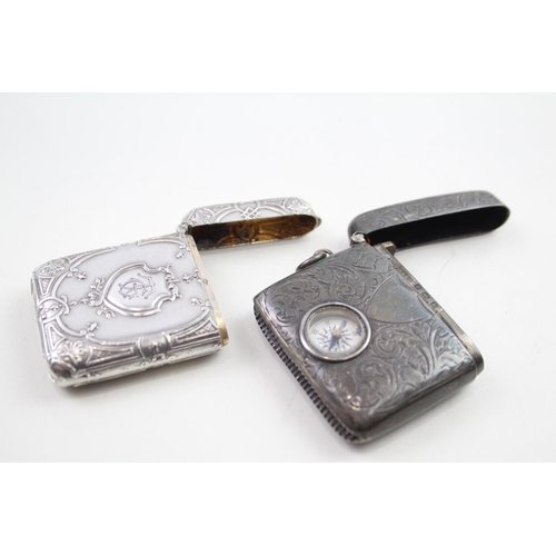 2 x Antique .925 Sterling Silver Vesta / Match Cases Inc Edwardian Etc ...