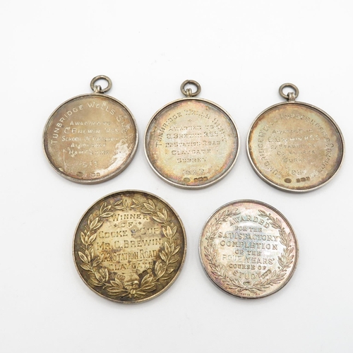 5 x 925 silver medals 164g