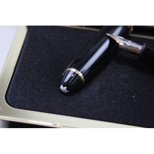 MONTBLANC Meisterstuck No.146 Black Fountain Pen w/ 14ct White Gold Nib WRITING
