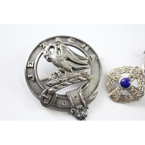 Collection of Sterling Silver Scottish Brooches inc. Kit Heath ...