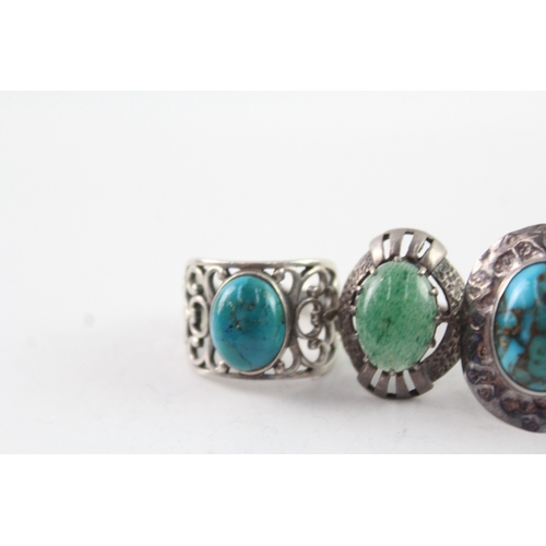 Collection of Sterling Silver Gemstone Rings inc. Turquoise, Ruby x 5 31g
