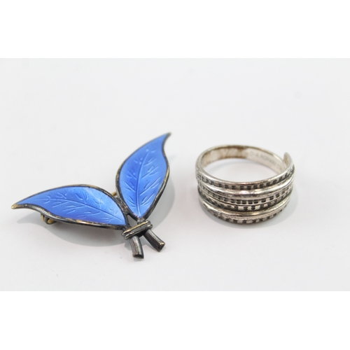 Sterling Silver David Andersen Jewellery inc. Ring, Brooch, Enamel x 2 11g
