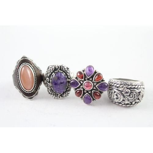 Collection of Sterling Silver Carolyn Pollack Rings inc. Gemstone x 4 39g
