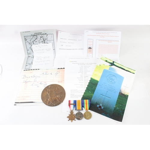 WW1 1914 Mons Star Bar Trio & Death Plaque w/ Research