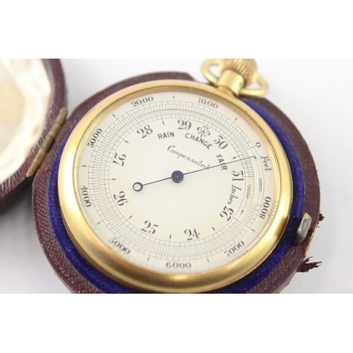 Vintage Pocket Barometer w/ Leather Case