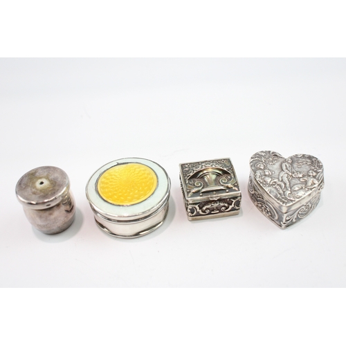 5 x Antique / Vintage Hallmarked .925 Sterling Silver Pill / Trinket ...