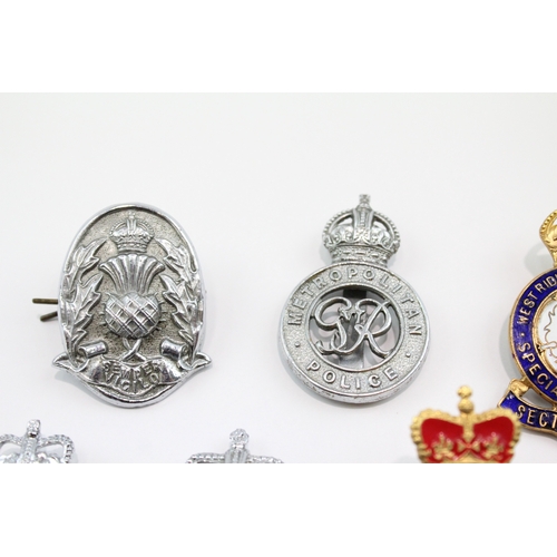 Police Cap Badges Inc Kings Crown Section Leader, Metropolitan, Etc x 9