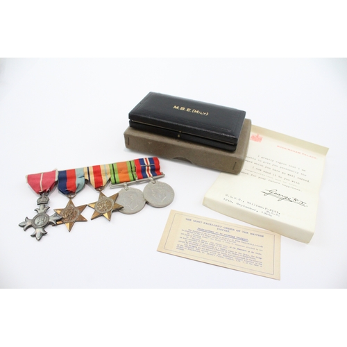 Mounted Military MBE Group w/ MBE Box & Award Letter SQMS William Pitt ...