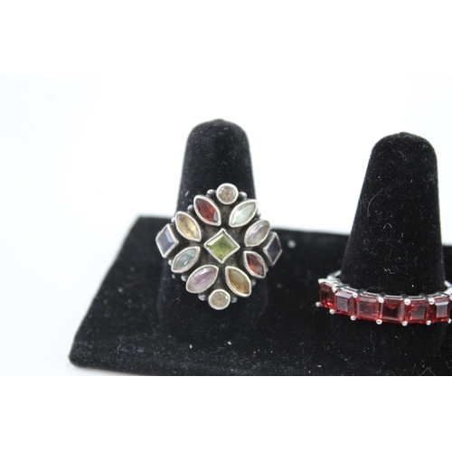 Collection of Sterling Silver Gemstone Rings inc. Amethyst, Topaz x 6 24g