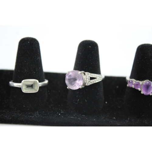 Collection of Sterling Silver Gemstone Rings inc. Amethyst, Topaz x 6 24g