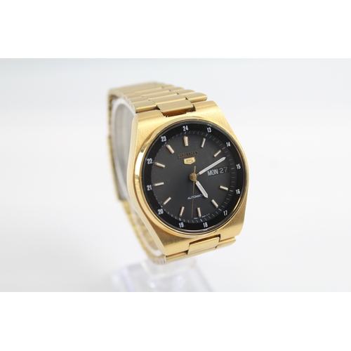Seiko 5 Gold Tone Day-Date Watch Automatic WATCH RUNS