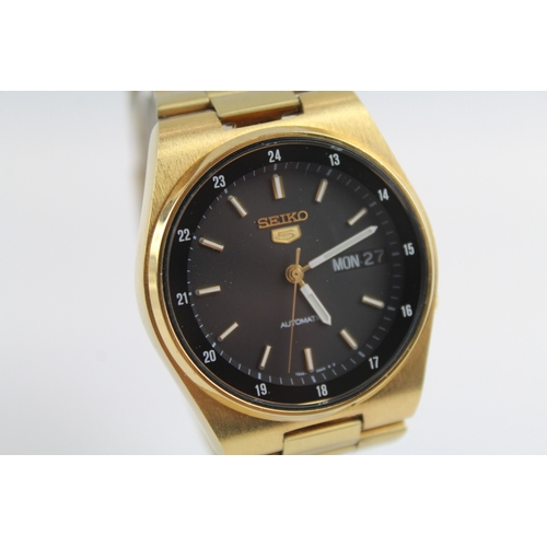 Seiko 5 Gold Tone Day-Date Watch Automatic WATCH RUNS