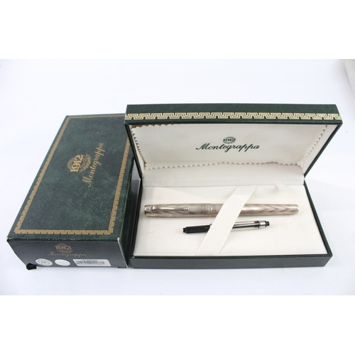 Montegrappa .925 Sterling Silver Cased Fountain Pen w/ 18ct White Gold ...