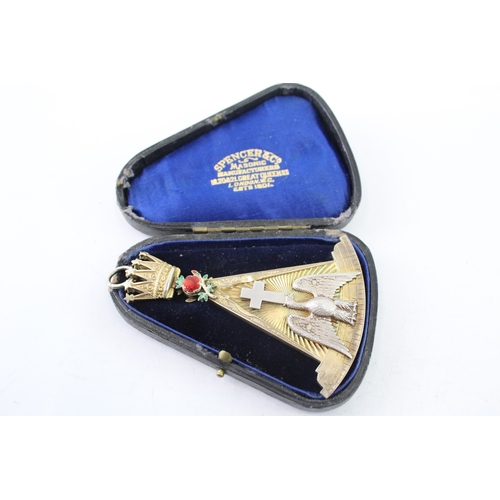 Cased Sterling Silver Masonic Rose Croix Collar Jewel