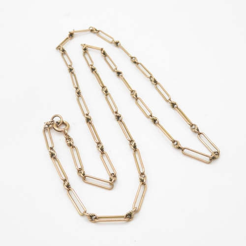 9ct gold antique fancy bar link chain necklace (5.9g)