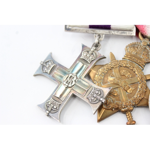 Mounted WW1-WW2 Military Cross Medal Group w/ MID 1914 Mons Star Bar Trio