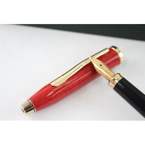Vintage Cross Century Classic Red Lacquer Fountain Pen w/ 18ct Gold Nib ...