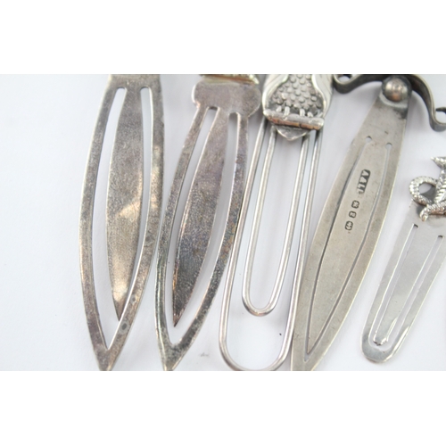6 x Antique / Vintage Hallmarked .925 Sterling Silver Bookmarks Inc ...