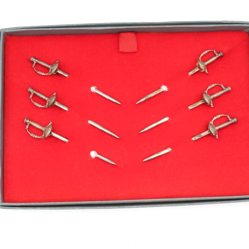 Sterling Silver Sword Cocktail Pick Set in Original Box (98g inc box)