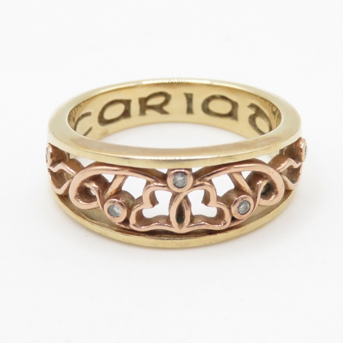 9ct two-tone gold diamond Clogau 'Cariad' ring (5.2g) Size O