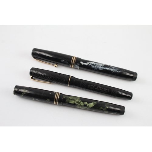 3 x Vintage Mabie Todd Fountain Pens w/ 14ct Gold Nibs WRITING Inc ...
