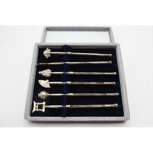 6 x .950 Japanese Silver Novelty Swizzle Sticks 33g