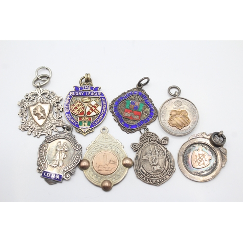 8 x Antique / Vintage Hallmarked .925 Sterling Silver Fobs / Medallions ...