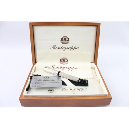 Montegrappa .925 Sterling Silver Cased Fountain Pen w/ 18ct Nib, Box ...