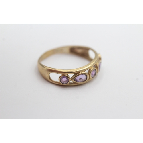 9ct gold vari-cut amethyst half eternity ring (1.7g) Size Q