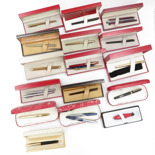 Assortment of boxed mixed untested pens including Sheaffer
